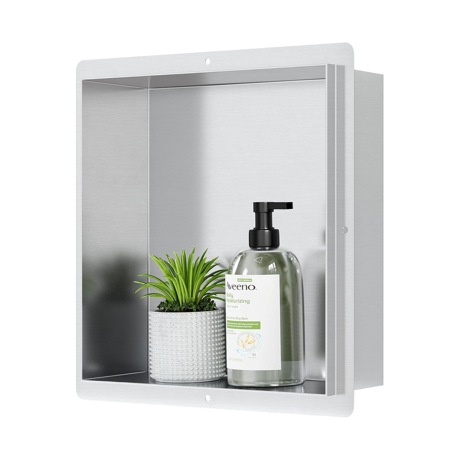12x12 Stainless Steel Shower Wall Niche - Brushed Finish